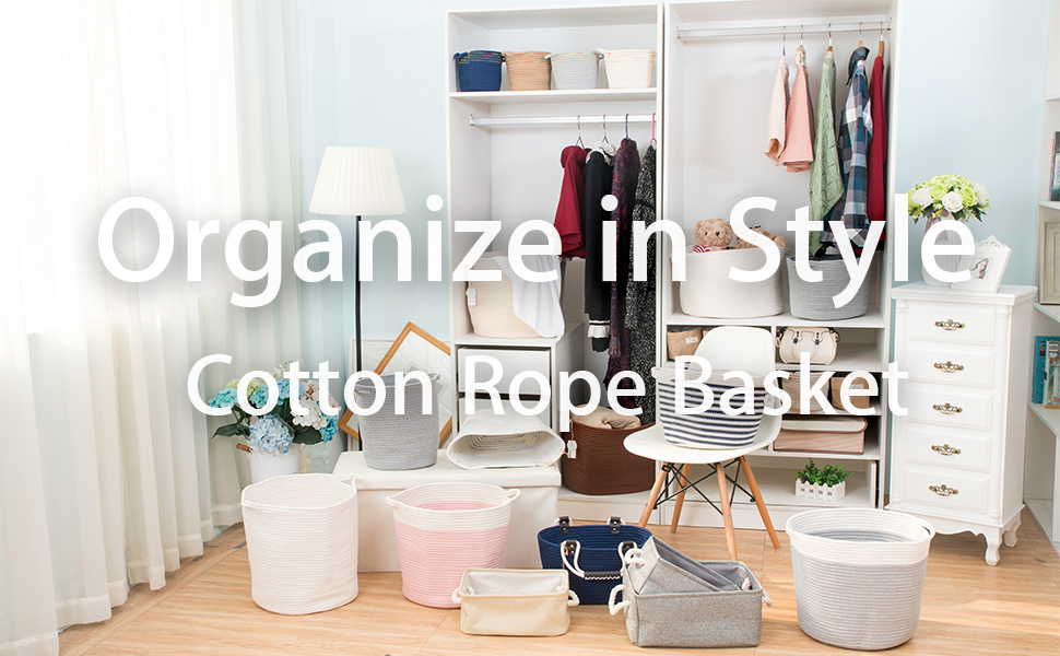 Sea Team Oval Cotton Rope Woven Storage Basket with Handles, Diaper ...