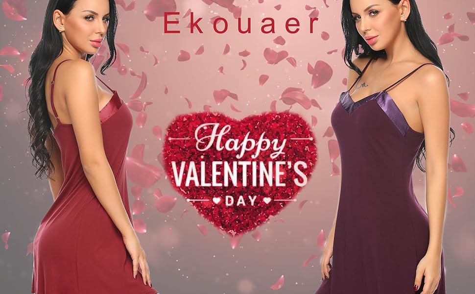 Ekouaer Sleepwear Womens Chemise Sexy Nightie Full Slip Sleep Dresses at Amazon Women’s Clothing ...