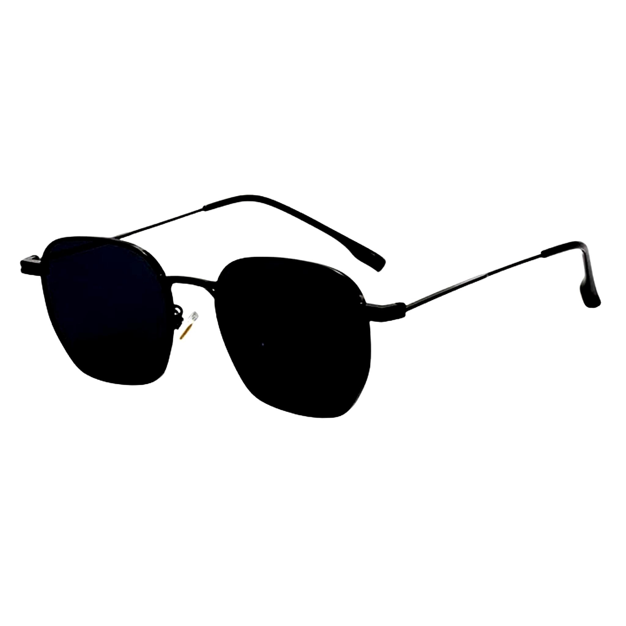 Men square metal frame silver brown