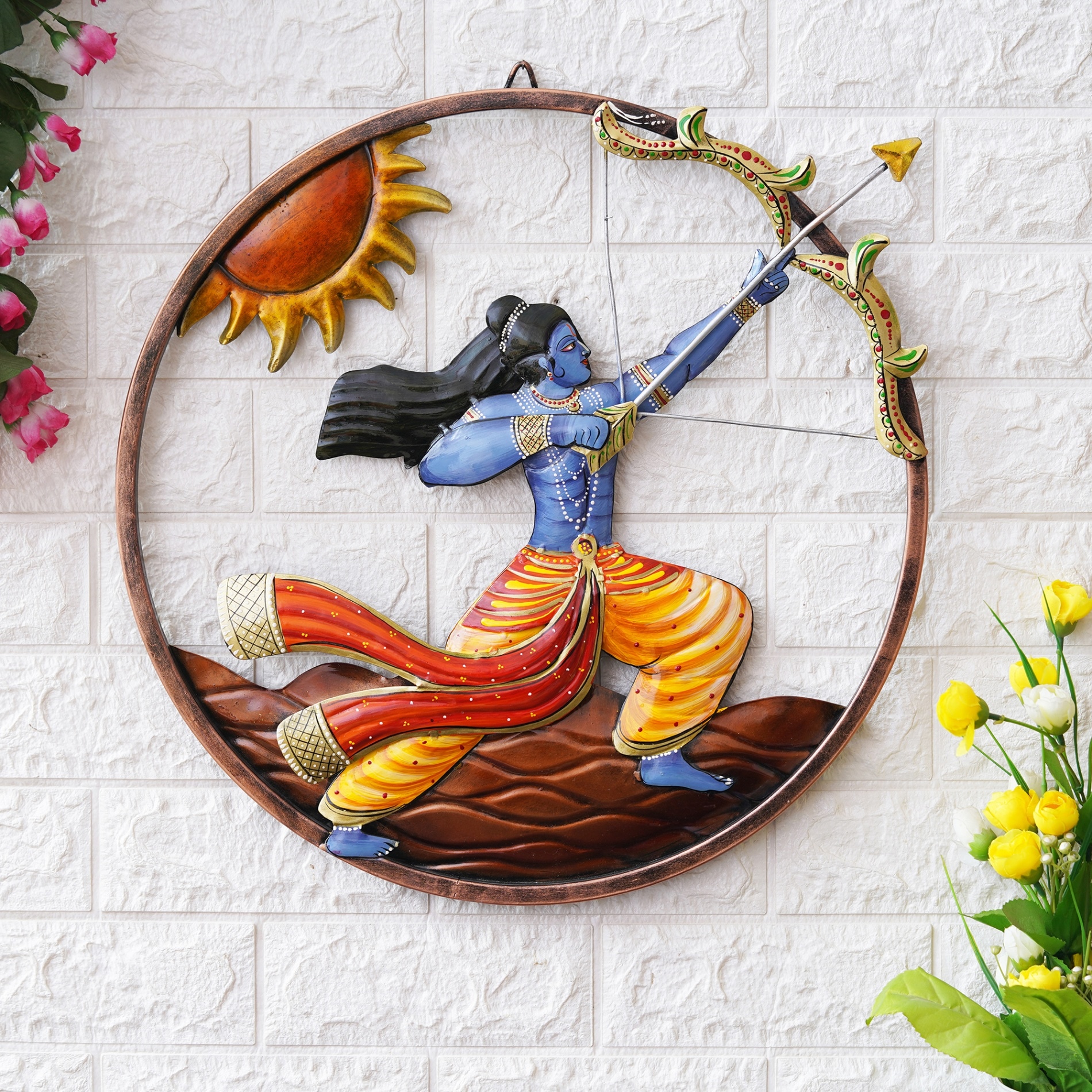 Buy Handcrafted Lord Rama Metal Wall Art | Colorful Iron Wall Hanging ...