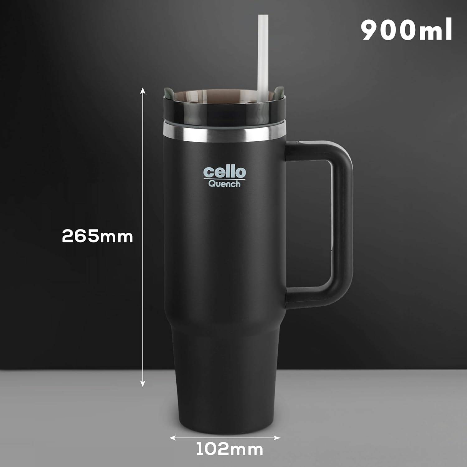 Buy Cello Quench Stainless Steel Insulated Tumbler with Lid & Straw ...