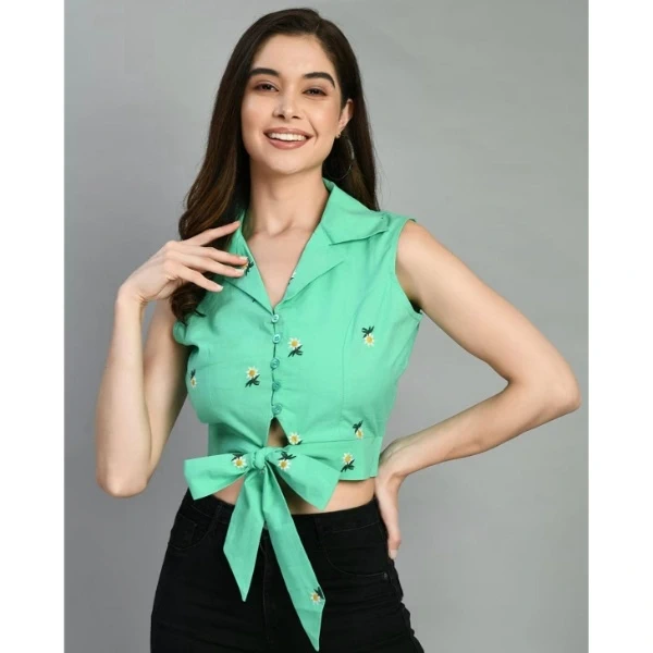 Western Cotton Collar Crop Top