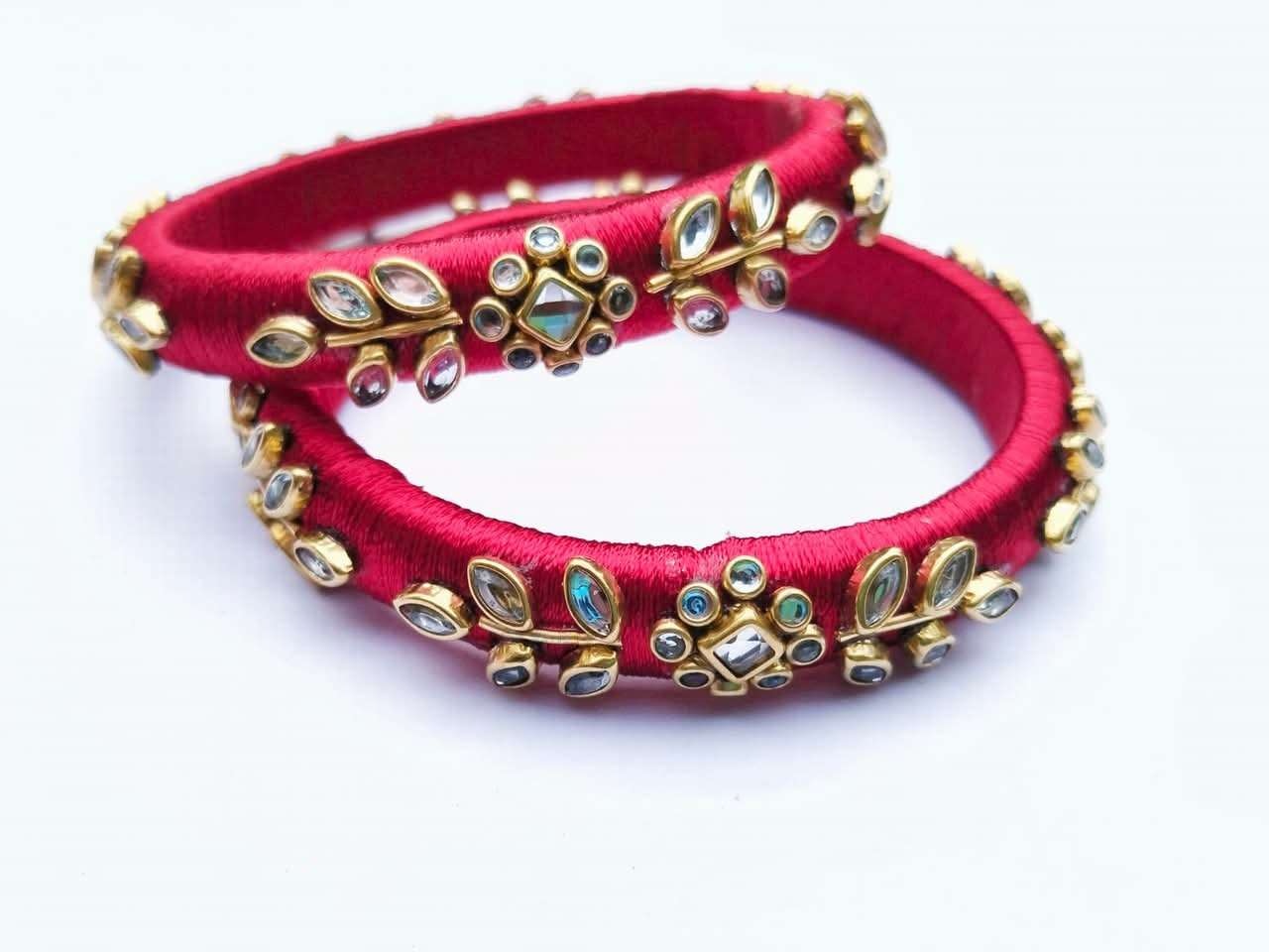 Buy Silk Thread Kundan Bangles – Custom Handmade Set | Unique Artistry