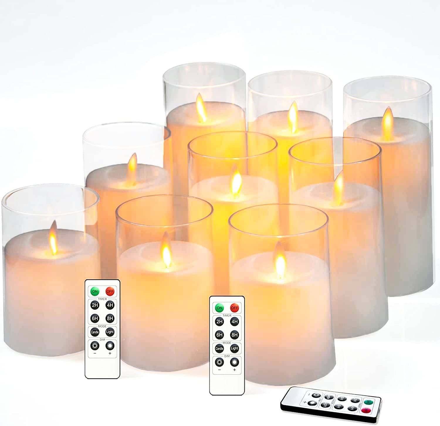 Buy 3" Dia Acrylic Fiber Glass with Faux Wick Flameless LED Candles ...