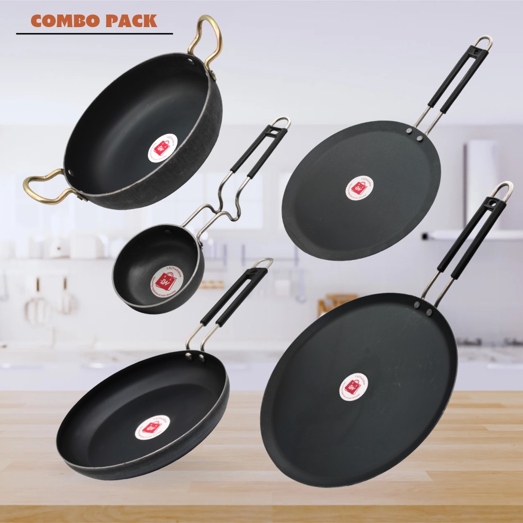 Buy LAZYwindow Iron Fry Pan / Tawa (Induction base) / Tadka Pan And ...