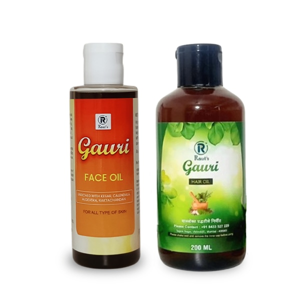 Buy Raut's Gauri Hair Oil 200ml & Face Oil 100ml Combo | Herbal Hair ...