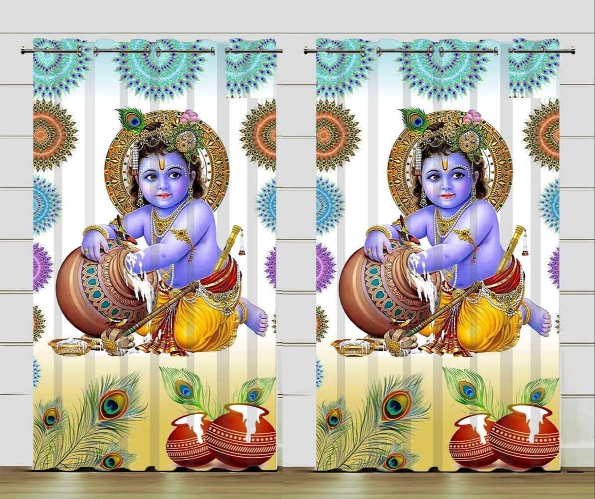 Buy VJK FAB God Krishna Poojaghar Curtains for Poojaroom/Temple/Home ...