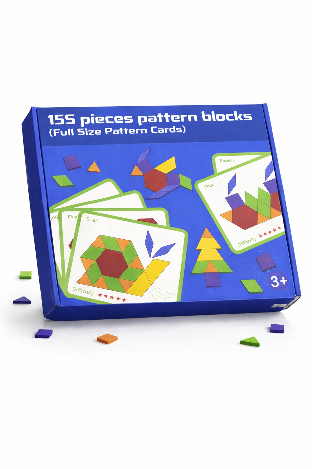 Buy 155 Pieces Pattern Blocks Puzzle Set with Full-Size Pattern Cards ...