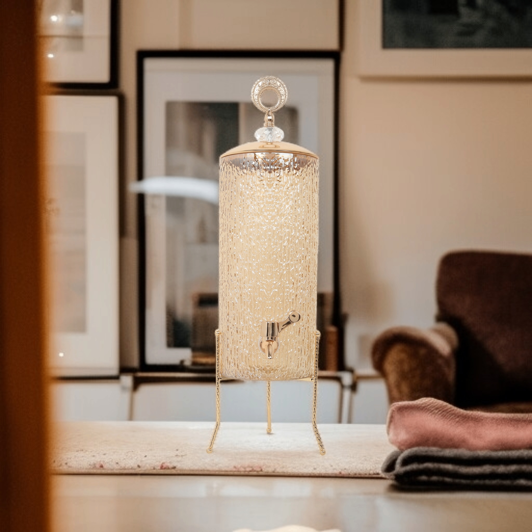 Buy Inovique Selene 4L Luxury Round Glass Beverage Dispenser with ...