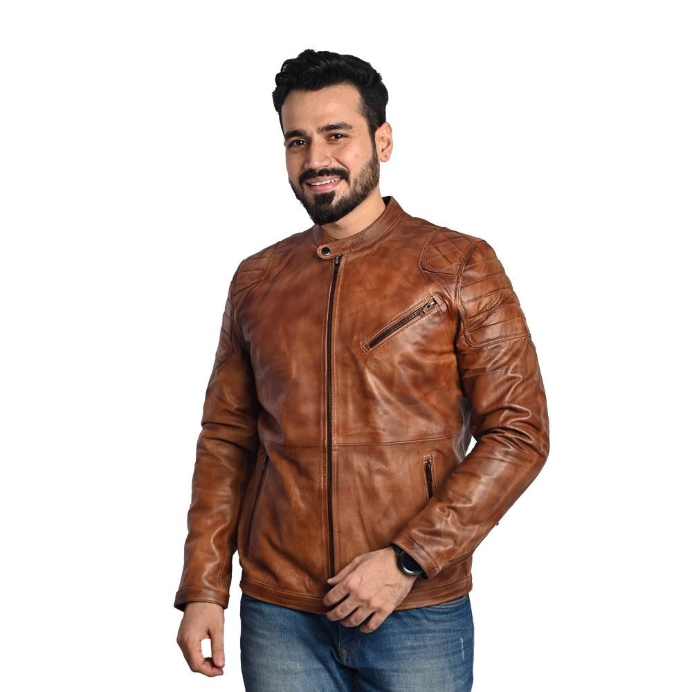 Buy Men's Solid Leather Jacket - Stylish and Durable | TAJ LEATHER