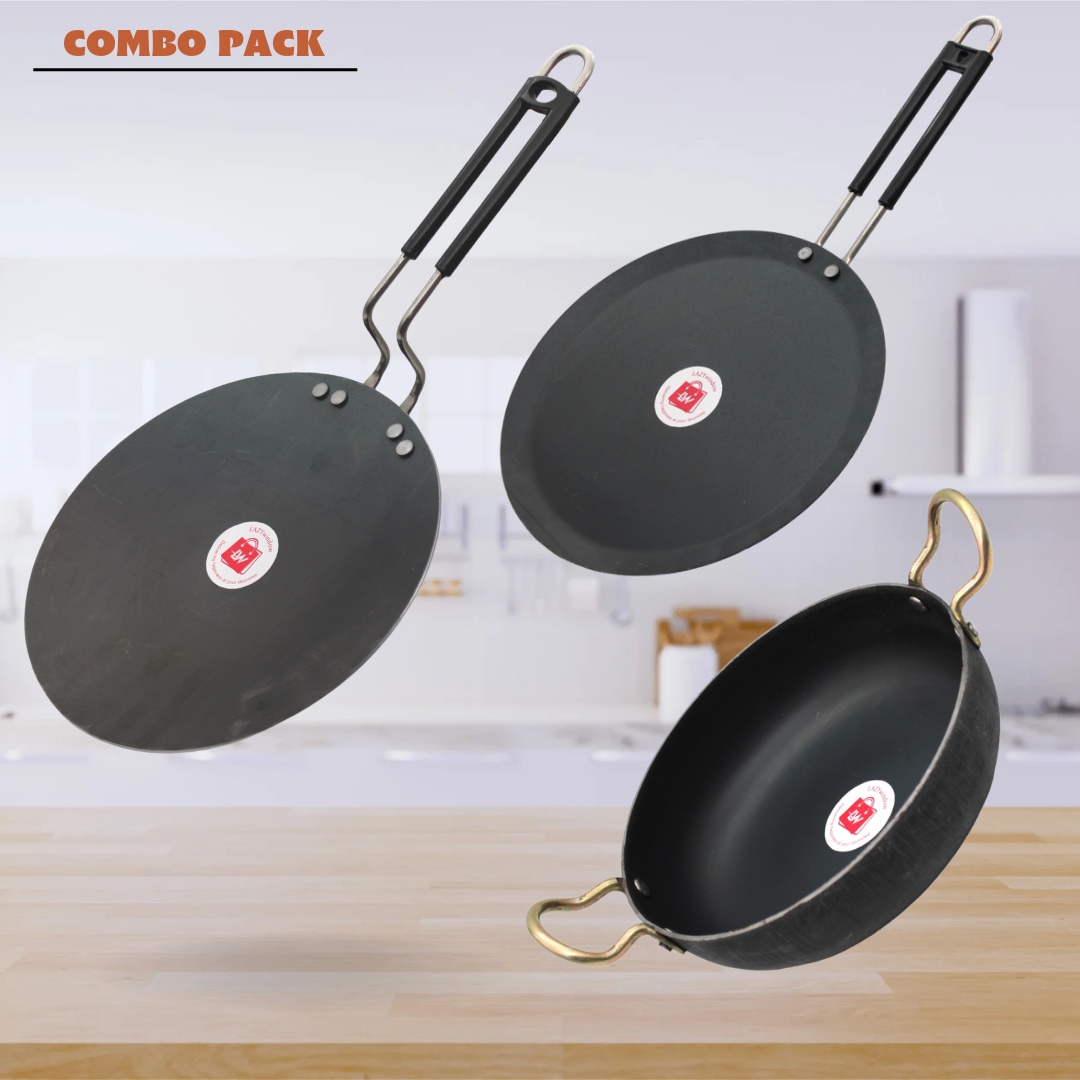 Buy LAZYwindow Iron Tawa (Induction base) And Deep Bottom Kadhai Combo ...