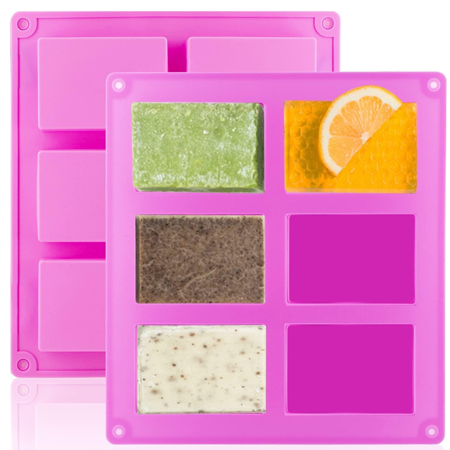 Buy 2 Pack Rectangle Silicone Soap Molds, 6 Cavities, Great for Craft ...
