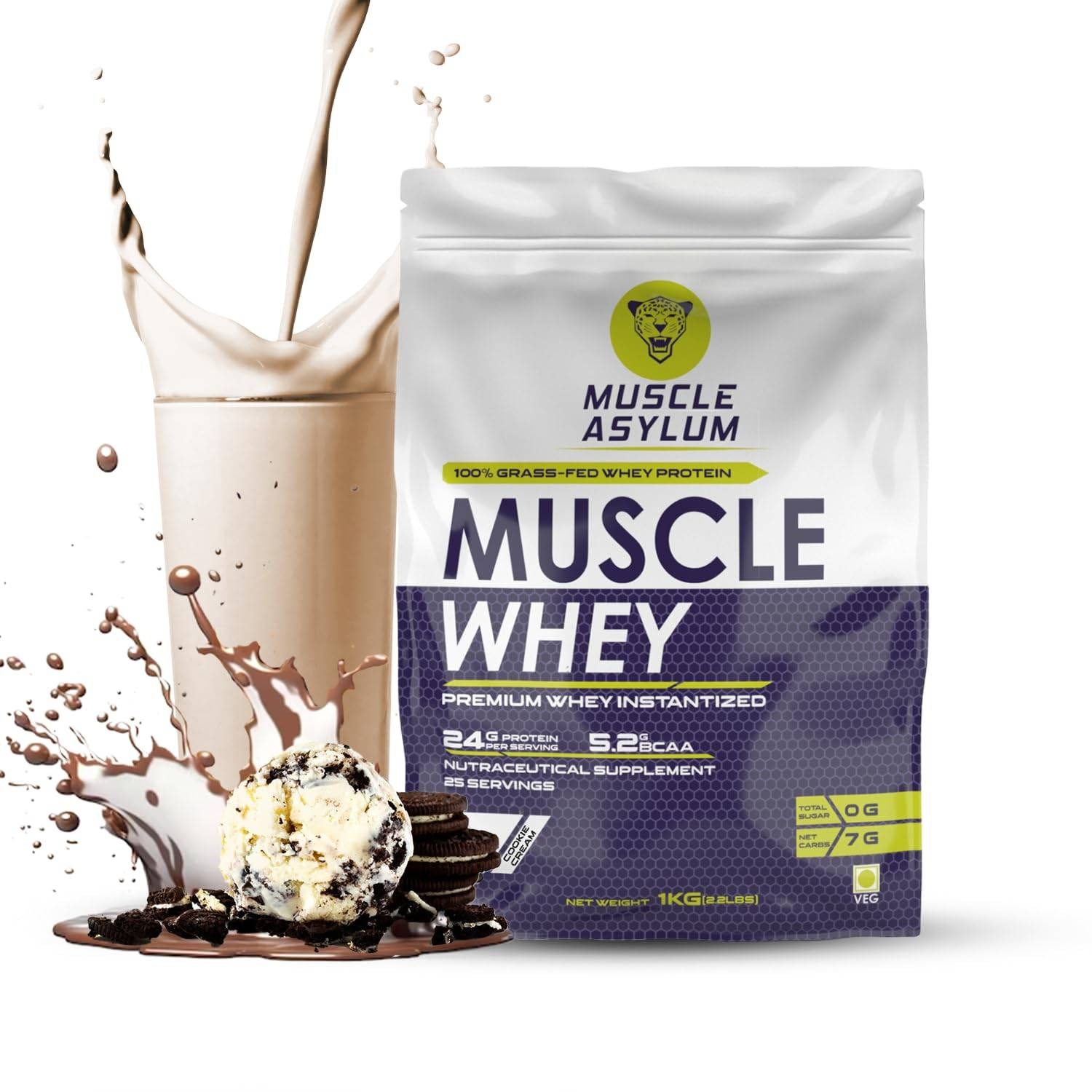 Buy Muscle Asylum Premium Whey Protein | 1kg, 25 Servings | Cookie ...