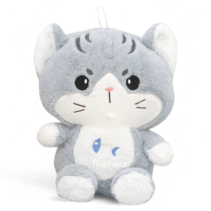 Buy Grumpo the Grumpy Cat – by Teddyera Cat Soft Toy with Fish Design ...