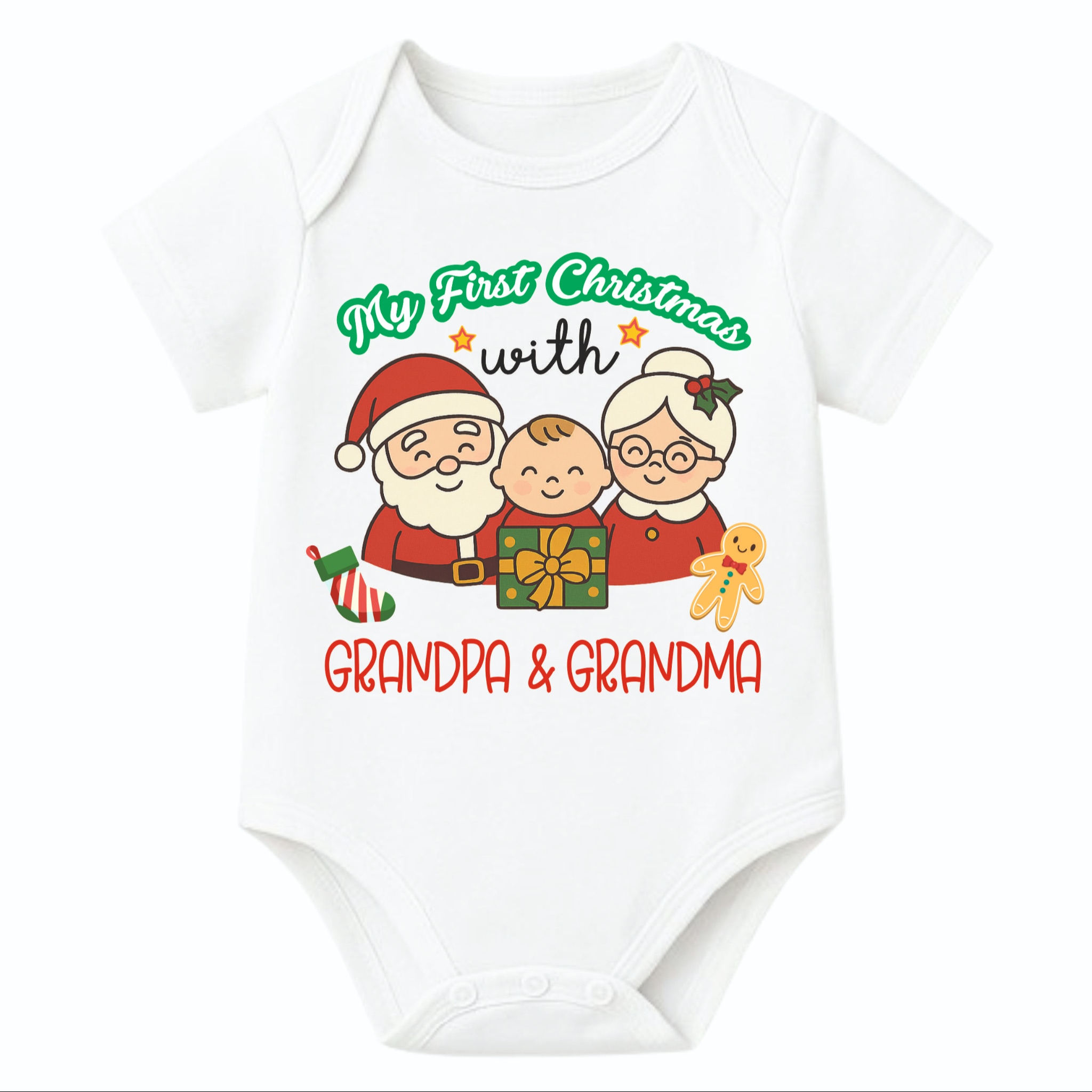 Buy My First Christmas With Grandma and Grandpa Festive Romper For Baby ...