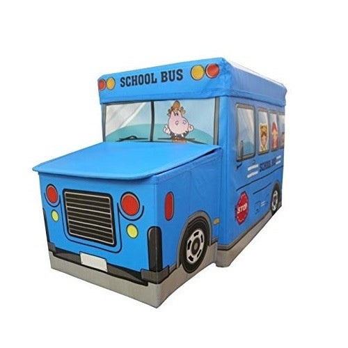 Buy Kids School Bus Shape Storage Box with Lid Cum Sitting Stool Cum ...