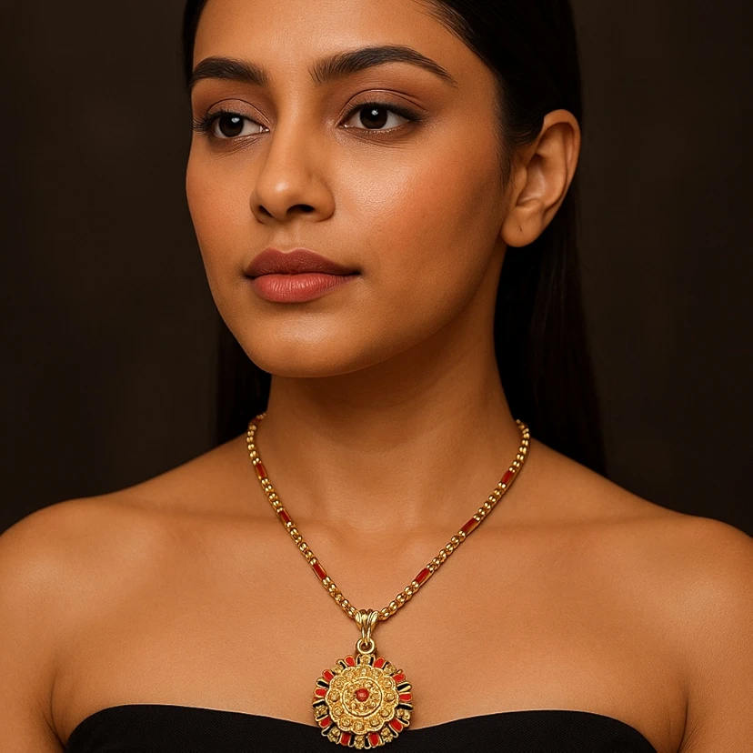 Heritage Bloom Gold Pendant Necklace | Traditional Jewelry