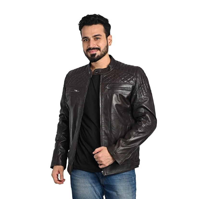 Buy D-Design Leather Jacket by Taj Leather - Dark Brown | TAJ LEATHER