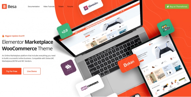 Buy Besa – Elementor Marketplace WooCommerce Theme | all services provider