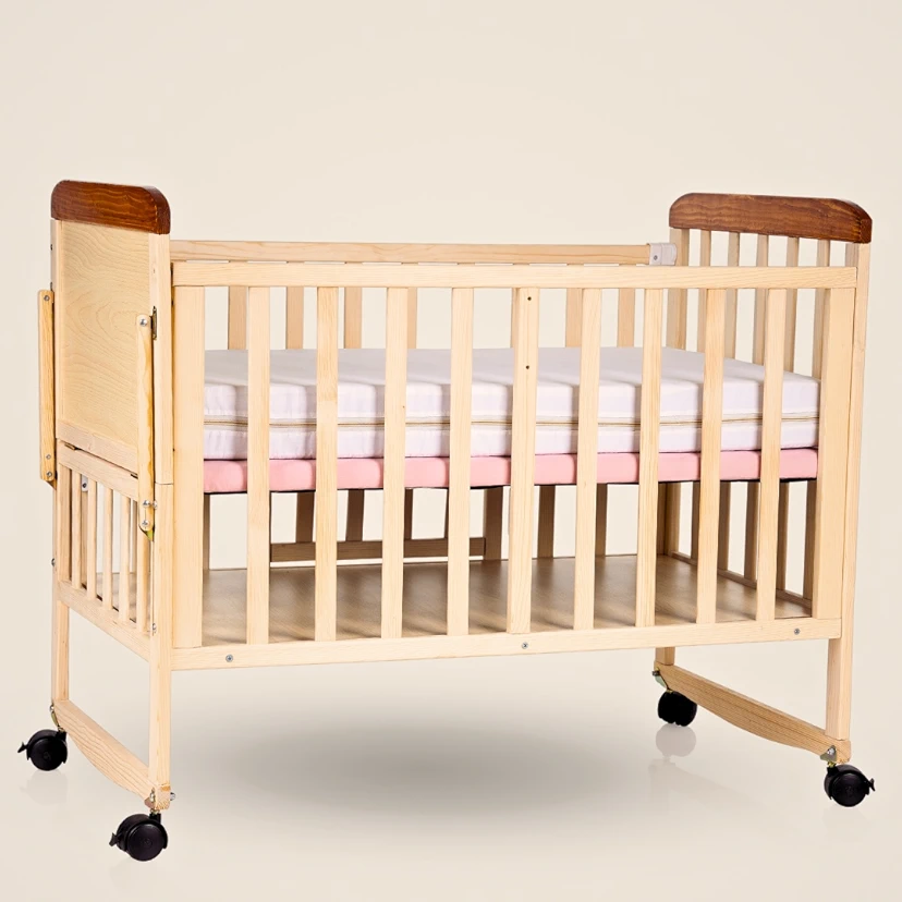 FurniFest Wooden Baby Cot Crib Cradle with Mattress