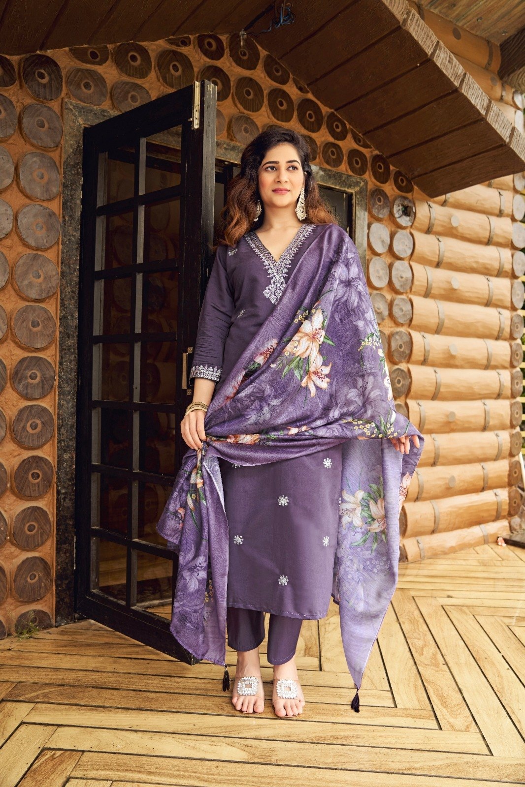 Buy Roman Silk Embroidered Straight Kurta with Roman Silk Pant ...