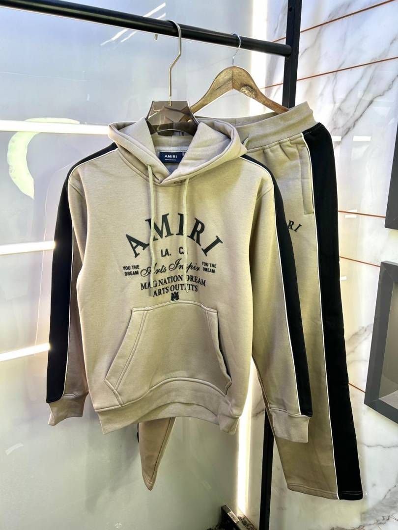 Buy AMIRI LA CA Printed Hooded Tracksuit for Men – Beige & Black | Pihu ...
