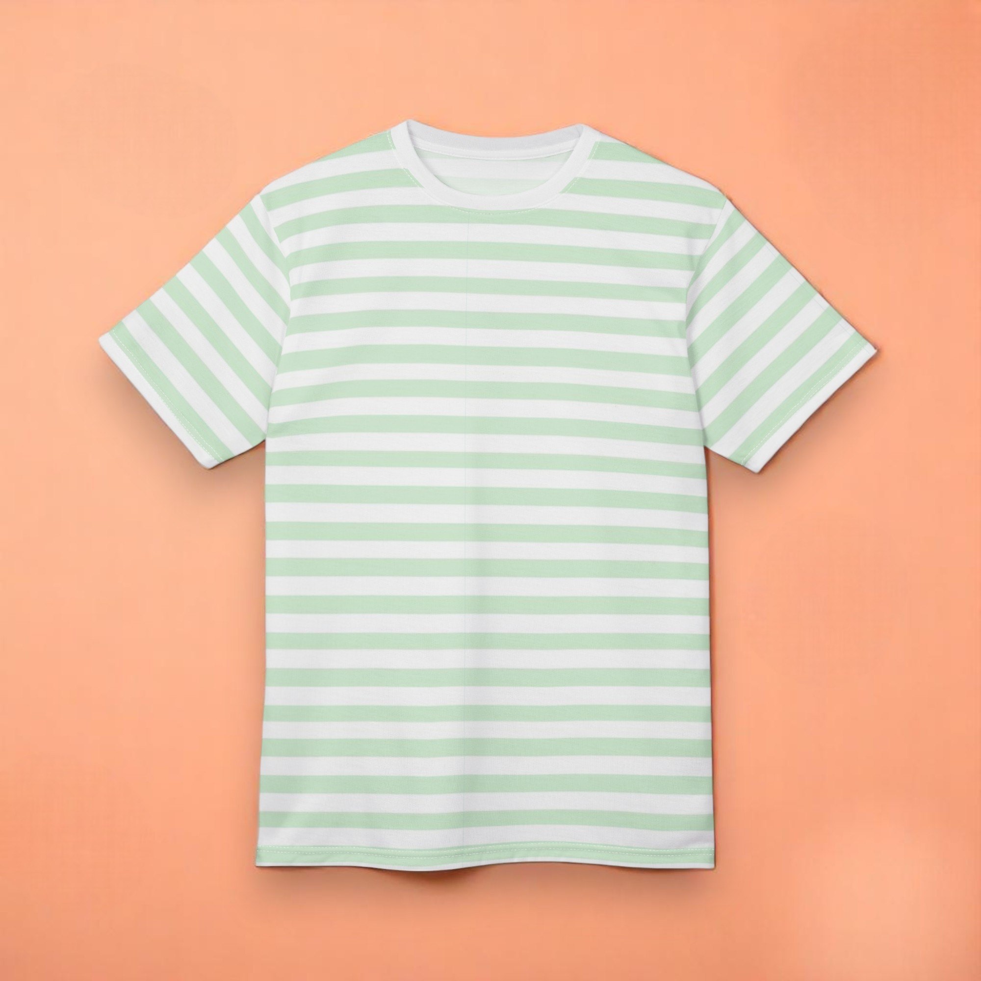 Buy Mint Green & White Striped Unisex T-Shirt – All-Over Print | 100% ...