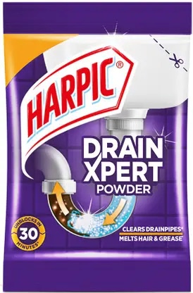 Buy Harpic Drain Xpert Drain Cleaning Powder Removes Blockages within ...