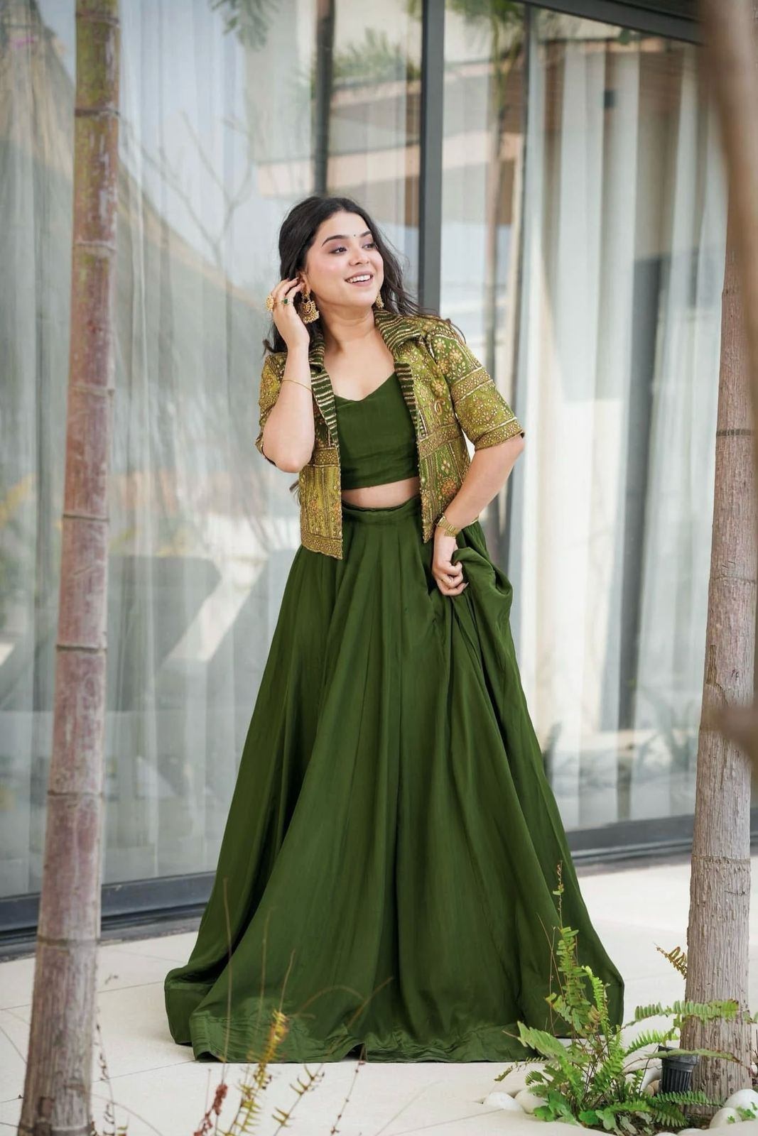 Buy SC 641 - Designer 3-Piece Party Wear Ensemble - Embroidered Koti ...