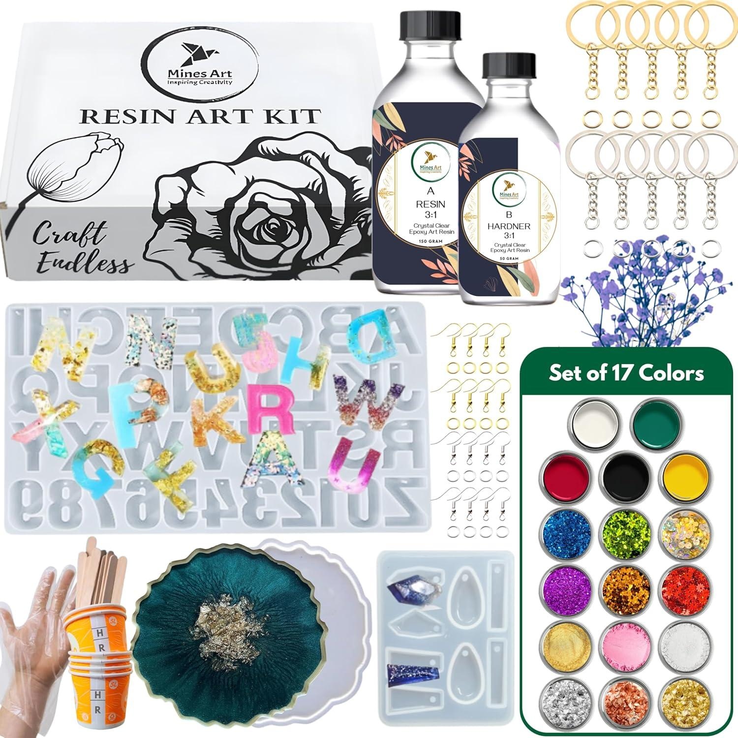 Buy Mines Art DIY Resin Art Kit Coaster, Alphabet Keychain and Earring ...
