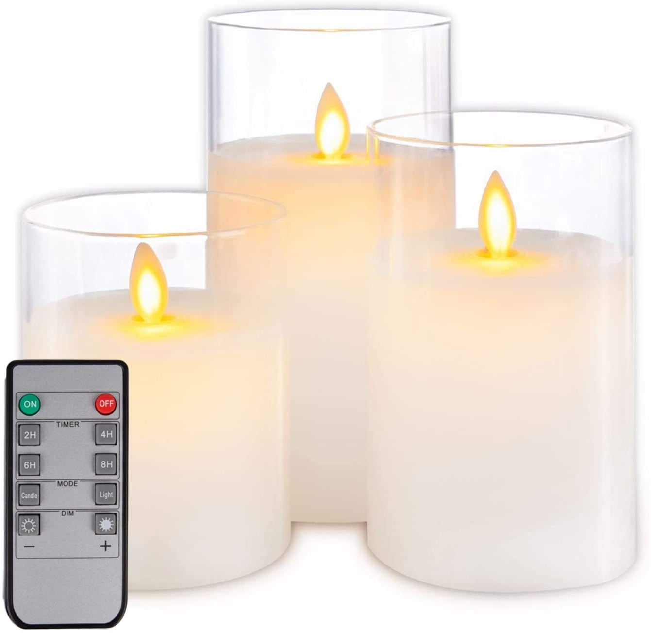 Buy Real Wax LED Glass Pillar Flameless Candles | Faux Dancing Wick ...