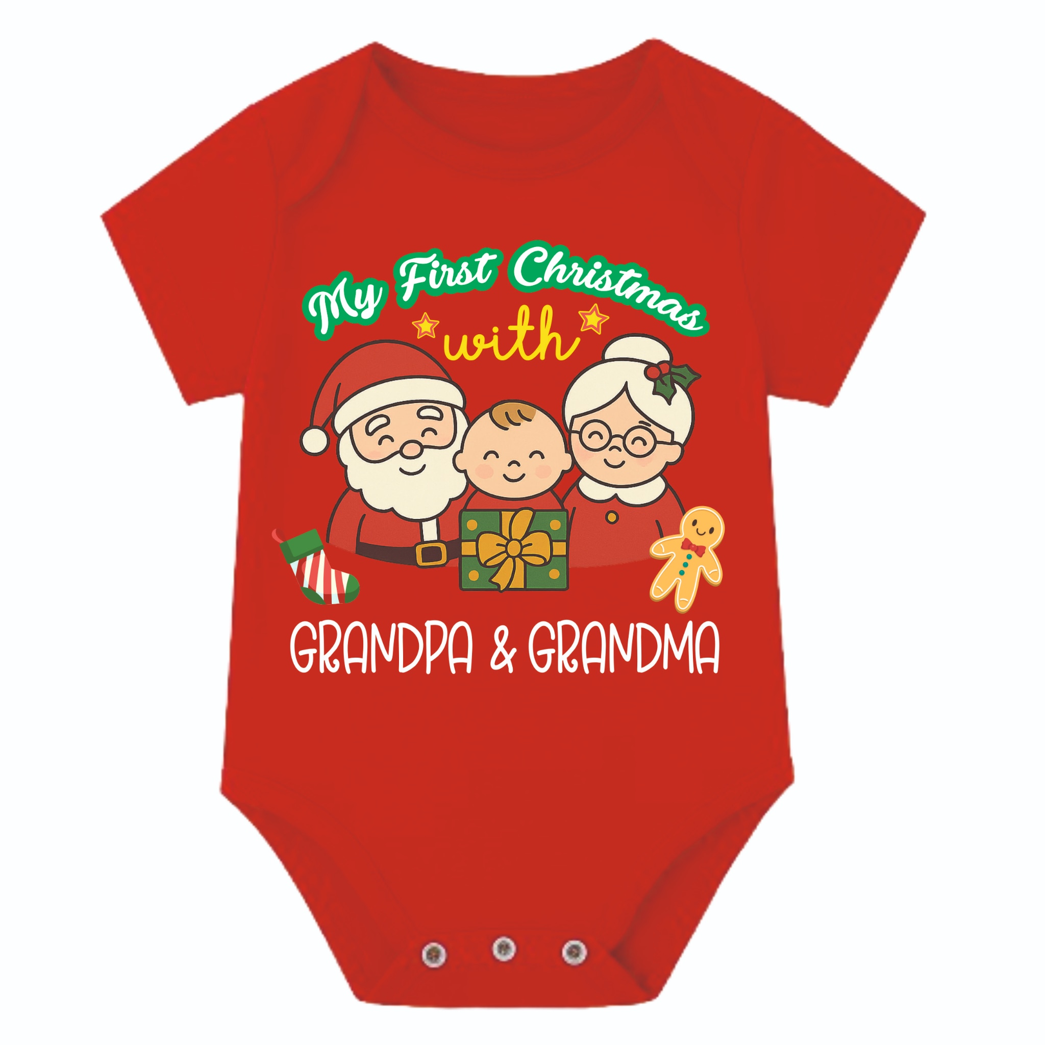 Buy My First Christmas With Grandma and Grandpa Festive Romper For Baby ...