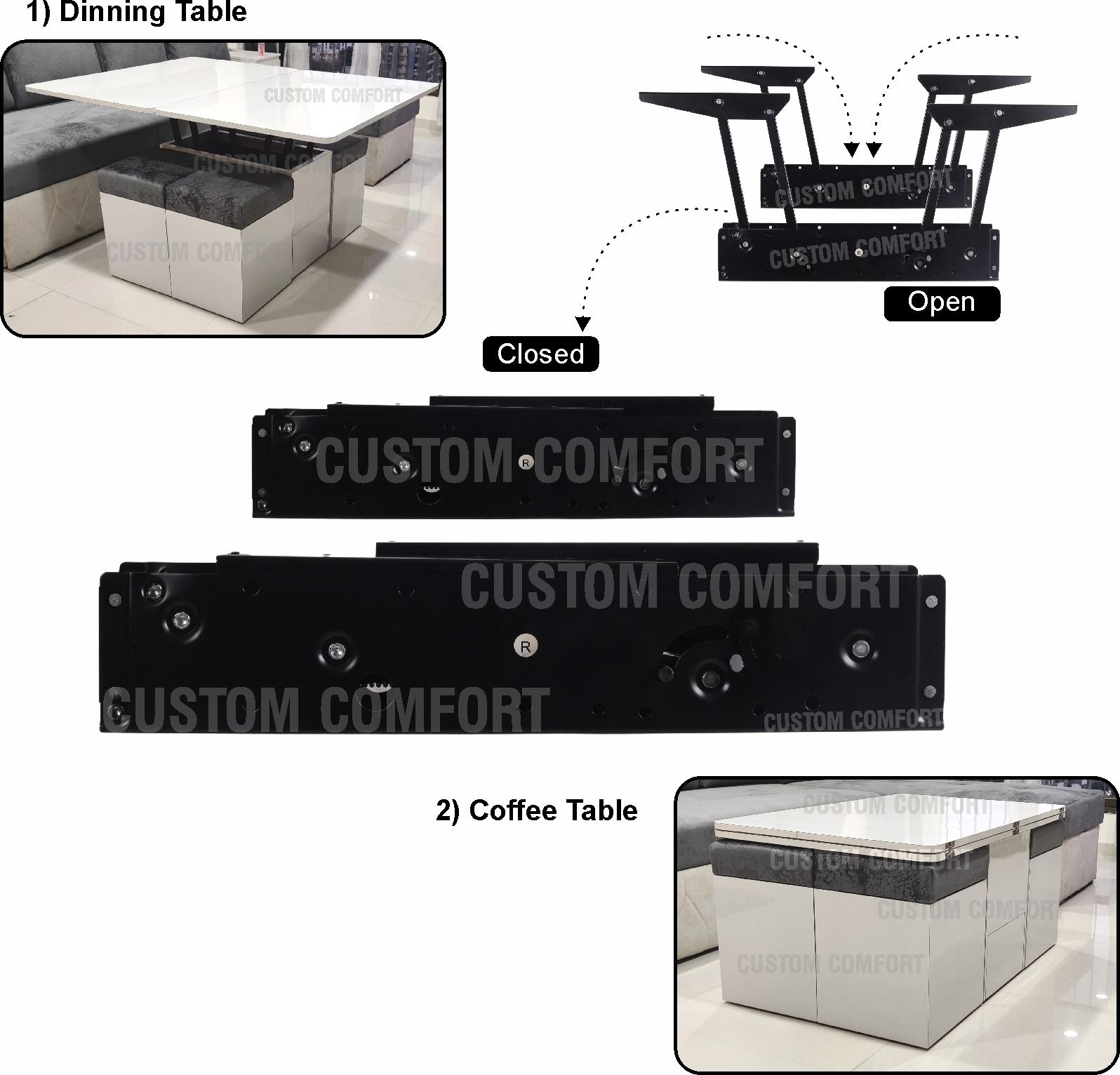 Buy Lift Up Coffee Table into Dining Table Space Saving Hardware ...