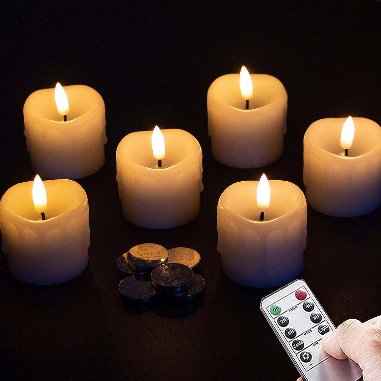 Buy Warm White Flameless Votive Candles with Timer & Remote, Battery ...