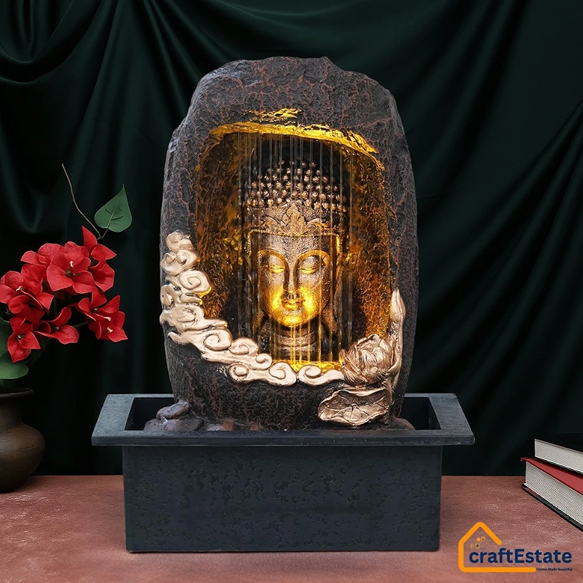 CraftEstate's Buddha Tabletop Fountain with LED & Waterfall