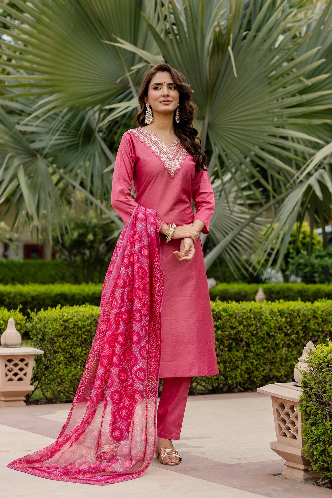 Buy Pink Rayon Embroidered Straight Kurta With Rayon Pant And Cotton ...