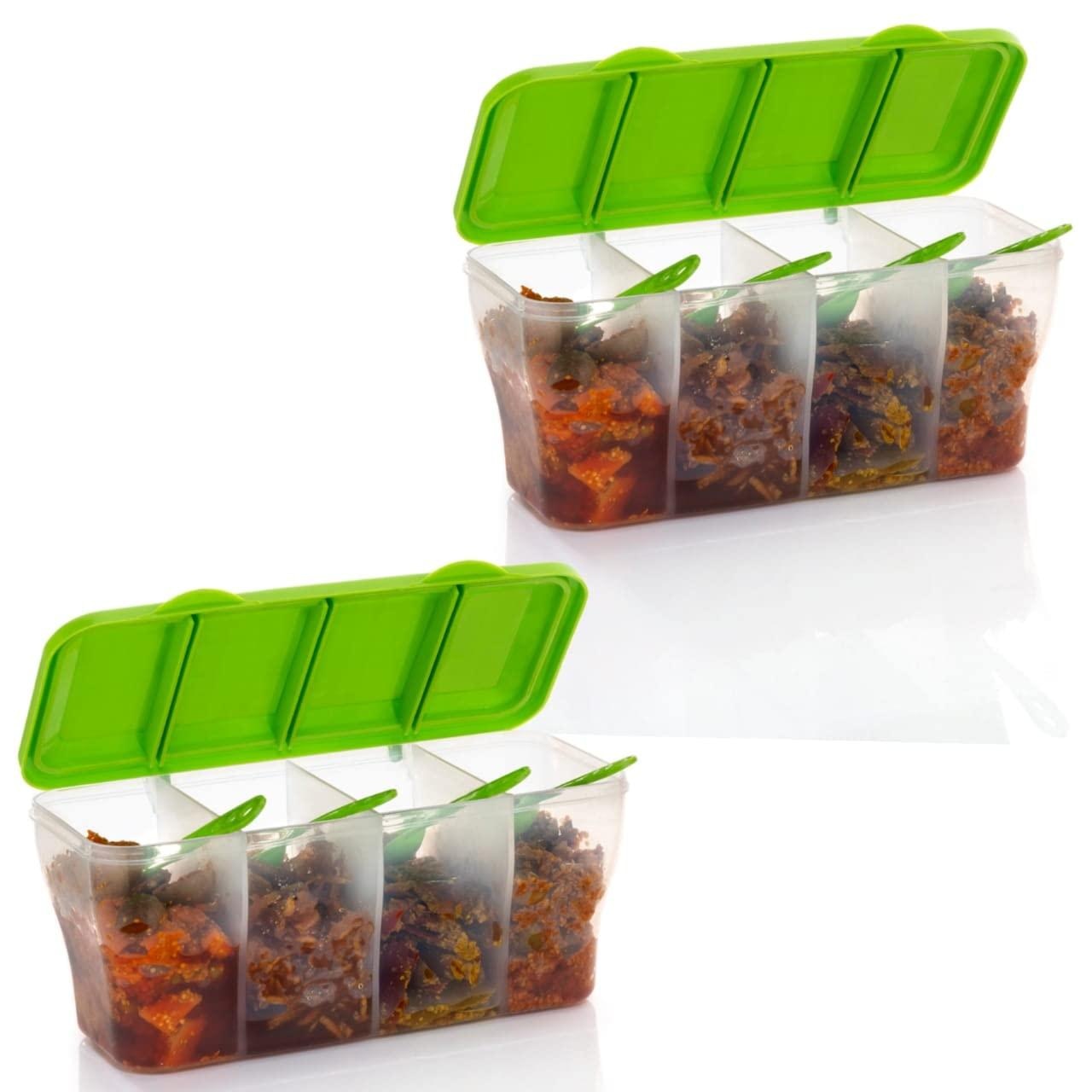 Buy (Pack 2) 4 Section Conainer for Vegetables,Dryfruits,Spices,Grocery ...
