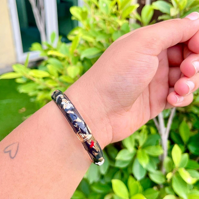 Buy Black Floral Bangle | Enamel Vintage Bangles | The Blue Brigade