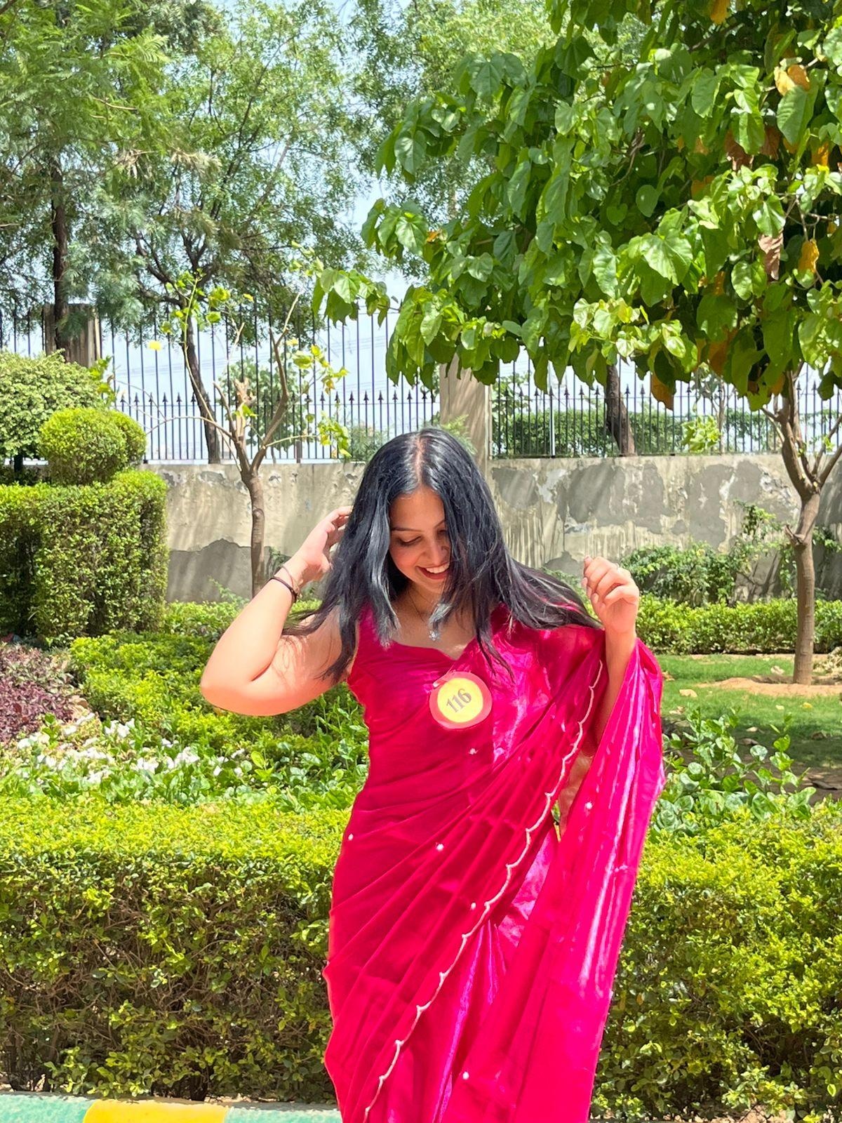 Buy BUNAAI RANI - Luminous Rani Pink Organza Silk Saree with Exquisite ...